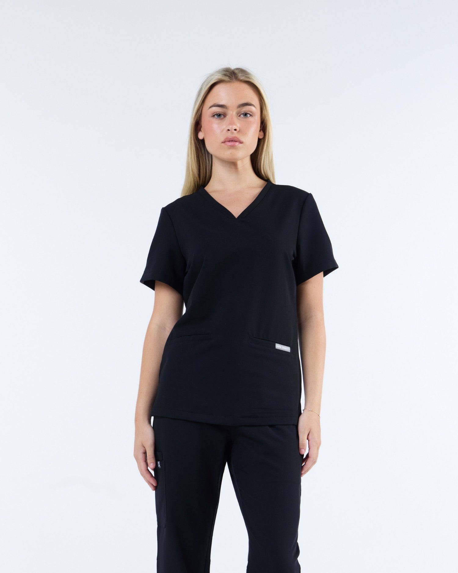 Duo Pocket Scrub Top Ink Black | Seven Thirty Wear