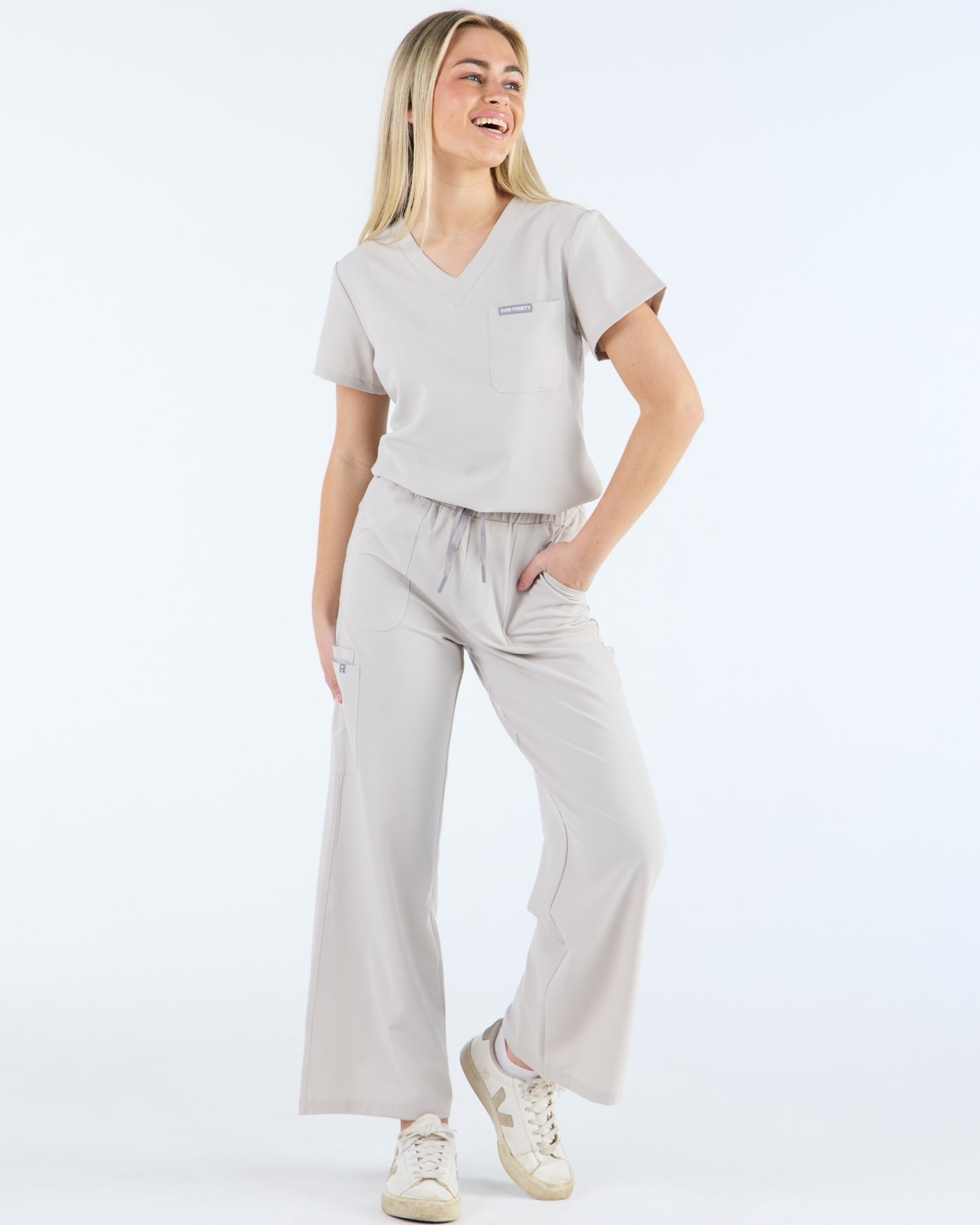 Lounge Leg Scrub Pants Silk Sand | Seven Thirty Wear